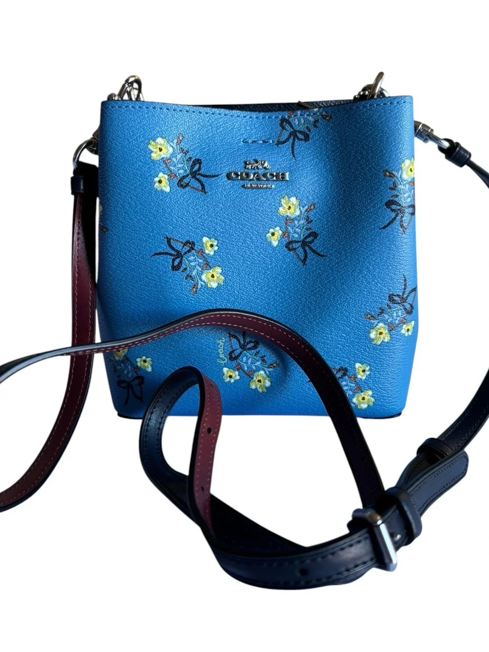 Coach | Bags | Coach Mini Town Bucket Bag Floral Bow Print Blue ...